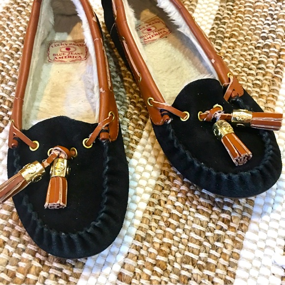 Lucky Brand | Shoes | Lucky Brand Black Suede Loafers Slipper Flats ...